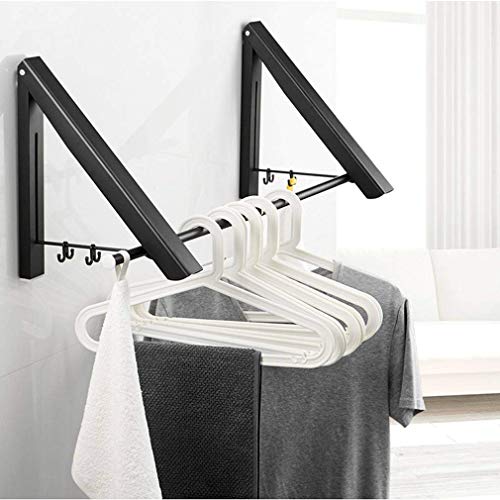 TYXTYX Wall Mounted Clothes Hanger, Aluminum Foldable Clothes, Waterproof Indoor Outdoor, Coat Racks Home Storage Organiser Space Savers,White,Double +40cm Pole