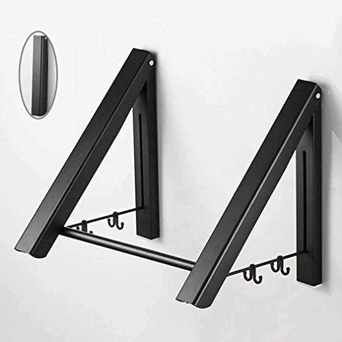 TYXTYX Wall Mounted Clothes Hanger, Aluminum Foldable Clothes, Waterproof Indoor Outdoor, Coat Racks Home Storage Organiser Space Savers,Black,Double +120cm Pole