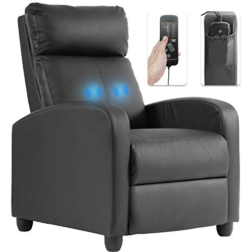 FDW Recliner Chair Recliner Sofa with PU Leather Padded Seat Backrest for Living Room Massage Recliner Sofa Reading Chair Winback Single Sofa Home Theater Seating Modern Reclining Chair