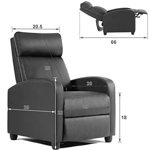 FDW Recliner Chair Recliner Sofa with PU Leather Padded Seat Backrest for Living Room Massage Recliner Sofa Reading Chair Winback Single Sofa Home Theater Seating Modern Reclining Chair