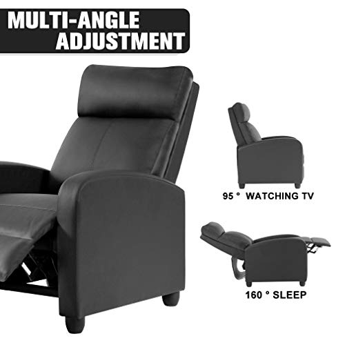 FDW Recliner Chair Recliner Sofa with PU Leather Padded Seat Backrest for Living Room Massage Recliner Sofa Reading Chair Winback Single Sofa Home Theater Seating Modern Reclining Chair