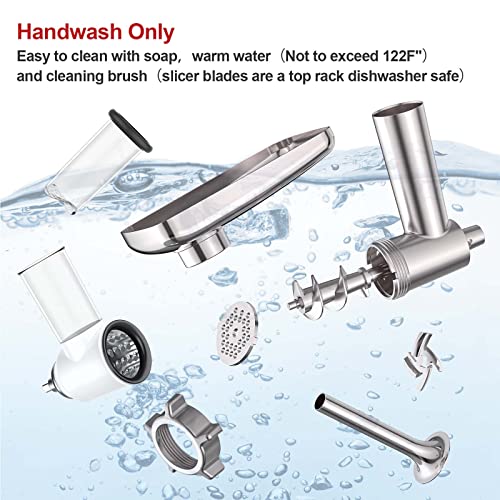 Meat Grinder & Slicer Shredder Attachments for KitchenAid Stand Mixer, Metal Meat Grinder with Sausage Stuffer Tubesand and Slicer shredder Set, For KitchenAid Mixer Accessories By Cofun