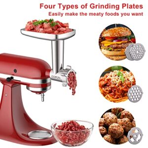 Meat Grinder & Slicer Shredder Attachments for KitchenAid Stand Mixer, Metal Meat Grinder with Sausage Stuffer Tubesand and Slicer shredder Set, For KitchenAid Mixer Accessories By Cofun