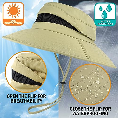 EINSKEY Men's Sun Hat, Rain Waterproof UV Protection Wide Brim Bucket Hat for Beach Travel Golf Safari Garden Fishing Hiking