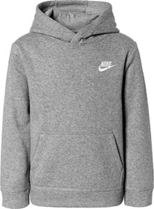 nike boy's club fleece pullover hoodie (little kids) carbon heather 4 little kids