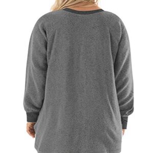 DOLNINE Plus Size Sweatshirts for Women Long Sleeve Tops V Neck T Shirts Dark Grey -18W