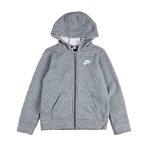 Nike Boy's Club Fleece Full Zip Hoodie (Little Kids) Carbon Heather 5 Little Kid