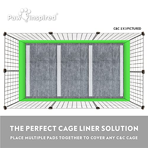 Paw Inspired Disposable Guinea Pig Cage Liners | Bamboo Charcoal Odor Controlling | Super Absorbent Liners Pee Pads for Ferrets, Rabbits, Hamsters, and Small Animals (28" x 17" (C&C 2 x 1), 24 Count)