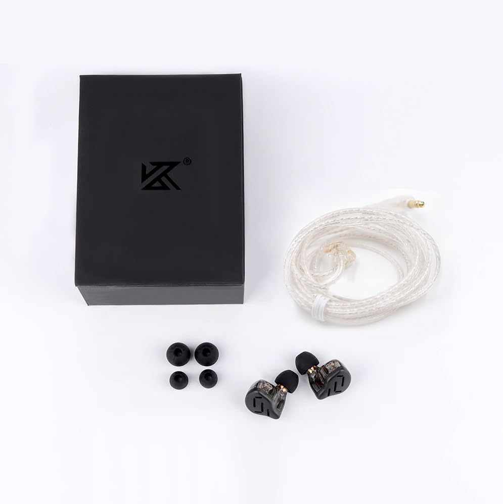 KZ Zax in Ear Headphones 7BA+1DD Hybrid 16 Drivers HiFi Noise Cancelling in Ear Monitor, Zin Alloy Shell Metal Wired Earphone with 3.5mm Jack Detachable 2 Pin 0.75mm Cable (No mic, Black)