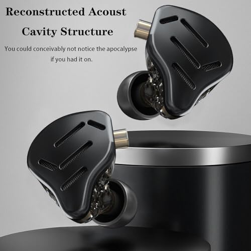 KZ Zax in Ear Headphones 7BA+1DD Hybrid 16 Drivers HiFi Noise Cancelling in Ear Monitor, Zin Alloy Shell Metal Wired Earphone with 3.5mm Jack Detachable 2 Pin 0.75mm Cable (No mic, Black)