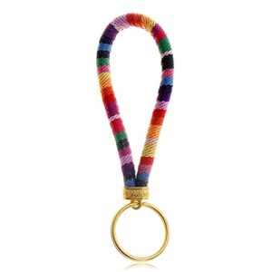 pride boho surfer key-chain with golden key-ring - lgbt-q women & men, transgender - summer festival accessories - cute handmade hippie key chain (rainbow)