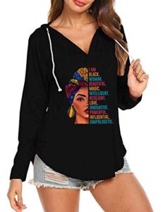 wbjetr black woman beautiful magic long sleeve v neck casual loose hoodies tops