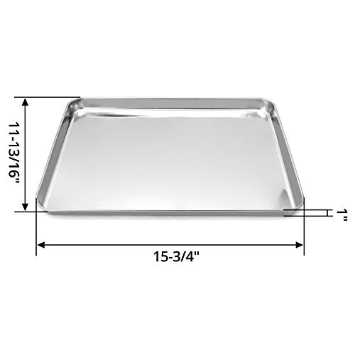 QWORK Stainless Steel Surgical Tray, for Medical Instruments, Tattoo, Surgical Supplies, 15 3/4"×11-13/16"×1", Flat Bottom Tray