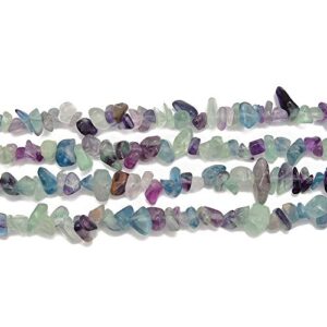 PLTbeads 5-8mm Natral Healing Gemstone Waist Bracelets Necklace Kit Irregular Stone DIY Crafts Design Jewelry Making 1 Strand per Bag Approxi 34 inch (Mutilcolor Fluorite Chips)