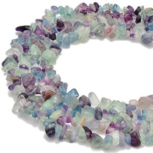 pltbeads 5-8mm natral healing gemstone waist bracelets necklace kit irregular stone diy crafts design jewelry making 1 strand per bag approxi 34 inch (mutilcolor fluorite chips)