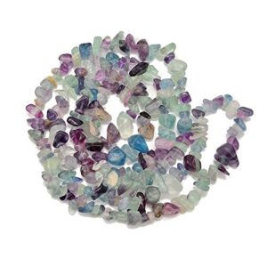 PLTbeads 5-8mm Natral Healing Gemstone Waist Bracelets Necklace Kit Irregular Stone DIY Crafts Design Jewelry Making 1 Strand per Bag Approxi 34 inch (Mutilcolor Fluorite Chips)