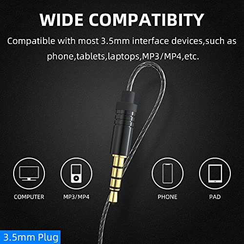 JAAMIRA Sports Wired Earbuds in-Ear Earphones with Microphone &Volume Control -Bass &Noise Isolation Over Ear Headphones with 3.5mm Jack -for Android Phone iPhone Computer Gaming Workout IPX4 Black