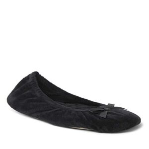 dearfoams womens layla ballerina slipper, black, large us