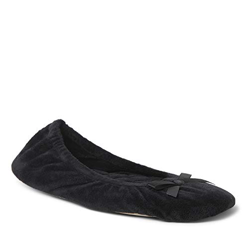 Dearfoams womens Layla Ballerina Slipper, Black, Large US