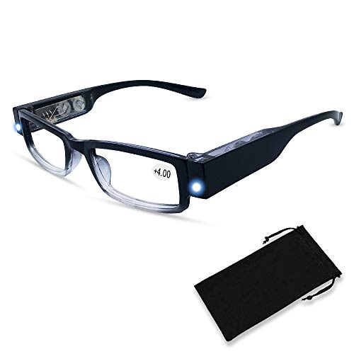 DuanMei Reading Glasses with Light Magnifying Glasses with Light Led Magnifier Eyeglasses Nighttime Reader Frame Eyewear