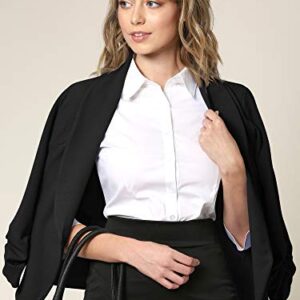 LL WSK2324 Women 3/4 Sleeve Blazer Open Front Cardigan Jacket Work Office Blazer L Black