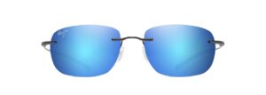 maui jim men's and women's nanea polarized rimless sunglasses, gunmetal/blue hawaii, medium