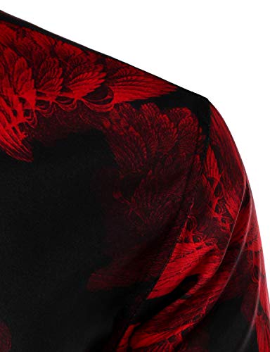 ZEROYAA Men's Hipster Urban Design 3D Printed Slim Fit Long Sleeve Button Up Dress Shirts ZLCL30-Red Large