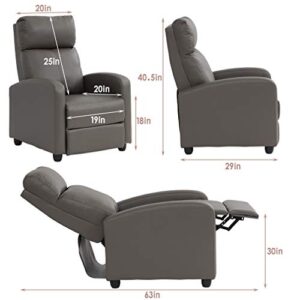 FDW Recliner Chair for Living Room Reading Chair Recliner Sofa Winback Chair Single Sofa Home Theater Seating Modern Reclining Chair Easy Lounge with PU Leather Padded Seat Backrest