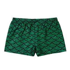 iiniim Girls' Mermaid Fish Scale Gymnastics Dance Cheer Booty Shorts Hot Pants Shiny Biketards Bottoms Green 3-4