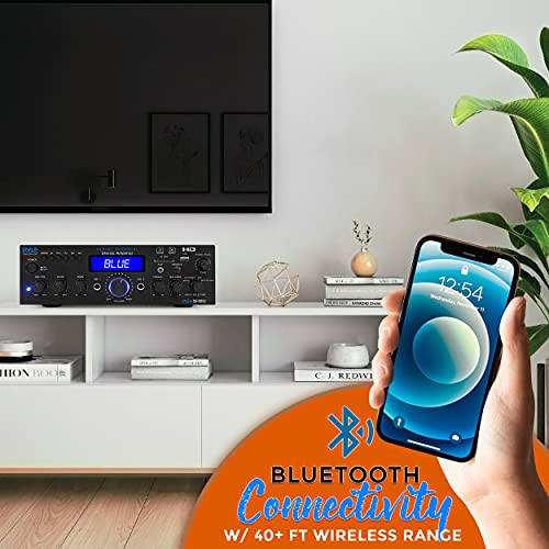 Pyle Wireless Bluetooth Home Stereo Amplifier - Multi-Channel 200 Watt Power Amplifier Home Audio Receiver System w/HDMI, Optical/Phono/Coaxial, FM Radio, USB/SD, AUX, RCA, Mic in - Remote - PDA9HBU