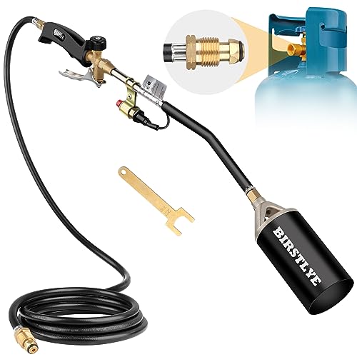 Propane Torch Weed Burner,Blow Torch,High Output 500,000 BTU,Flamethrower with Turbo Trigger Push Button Igniter and 9.8 FT Hose,for burning weeds,Roof Asphalt, ice snow,Road Marking,Charcoal