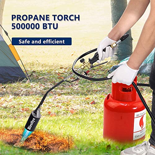 Propane Torch Weed Burner,Blow Torch,High Output 500,000 BTU,Flamethrower with Turbo Trigger Push Button Igniter and 9.8 FT Hose,for burning weeds,Roof Asphalt, ice snow,Road Marking,Charcoal