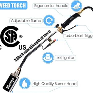 Propane Torch Weed Burner,Blow Torch,High Output 500,000 BTU,Flamethrower with Turbo Trigger Push Button Igniter and 9.8 FT Hose,for burning weeds,Roof Asphalt, ice snow,Road Marking,Charcoal