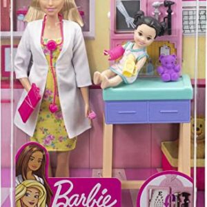 Barbie Careers Doll & Playset, Pediatrician Theme with Blonde Fashion Doll, 1 Patient Doll, Furniture & Accessories