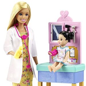 Barbie Careers Doll & Playset, Pediatrician Theme with Blonde Fashion Doll, 1 Patient Doll, Furniture & Accessories