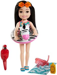 barbie and chelsea the lost birthday playset with chelsea doll (brunette, 6-in), jungle pet, floatie and accessories, gift for 3 to 7 year olds