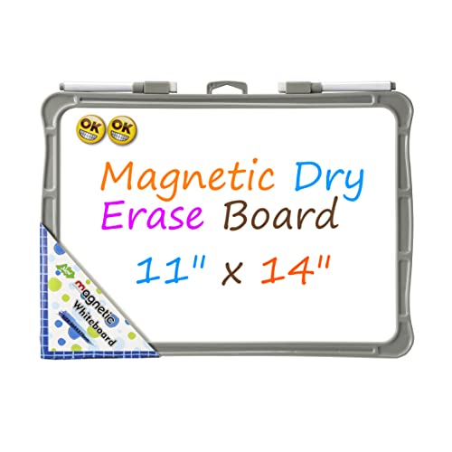 White Board Dry Erase, Small White Board 11" x 14", Magnetic Whiteboard with Marker and Magnets, Mini White Board for Kids Drawing, Easy to Hang on Walls or Magnetic Surfaces, Great for Fridge