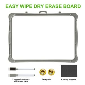 White Board Dry Erase, Small White Board 11" x 14", Magnetic Whiteboard with Marker and Magnets, Mini White Board for Kids Drawing, Easy to Hang on Walls or Magnetic Surfaces, Great for Fridge