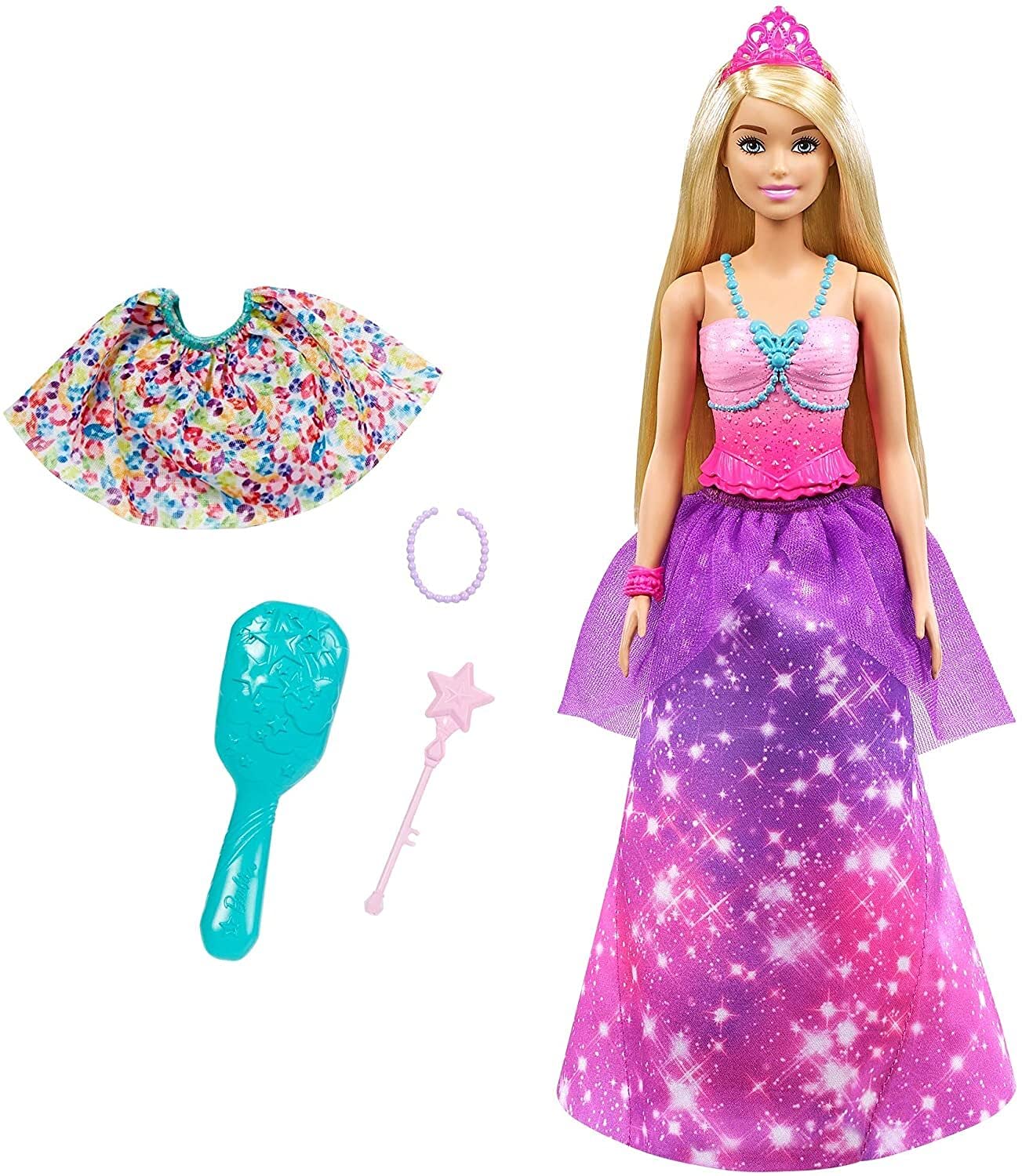 Barbie Dreamtopia 2-in-1 Princess to Mermaid Fashion Transformation Doll (Blonde, 11.5-in) with 3 Looks and Accessories, for 3 to 7 Year Olds