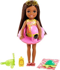 barbie and chelsea the lost birthday playset with chelsea doll (brunette, 6-in), jungle pet, floatie and accessories, gift for 3 to 7 year olds