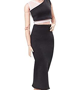 Barbie Signature Barbie Looks Doll (Petite, Brunette Pixie Cut) Fully Posable Fashion Doll Wearing Black Midi Skirt and Top, Gift for Collectors