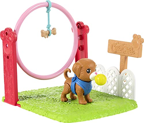 Barbie Chelsea Can Be Dog Trainer Playset with Blonde Chelsea Doll (6-in), Dog & Leash, Jumping Hoop, Obstacle Cones, Training Treats & More, Great Gift for Ages 3 Years Old & Up