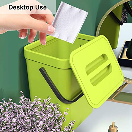 LALASTAR Food Waste Basket Bin for Kitchen, Small Countertop Compost Bin with Lid, Odor-Free Food Scrap Container, Wall Mounted Garbage Can, 3L/0.8 Gal, Green