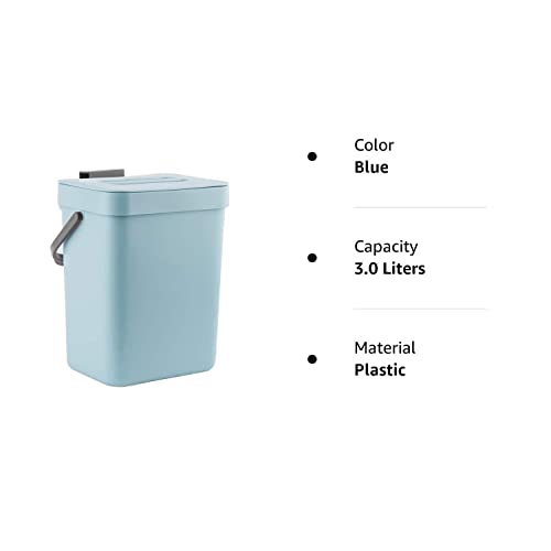 LALASTAR Small Trash Can with Lid, Odorless Mini Trash Can, Plastic Hanging Waste Basket for RV/Office/Bedroom/Dorm, 3L/0.8 Gal, Blue