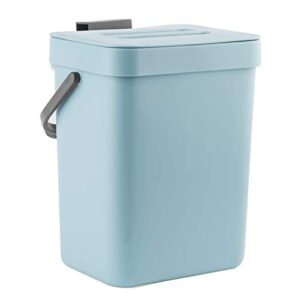 lalastar small trash can with lid, odorless mini trash can, plastic hanging waste basket for rv/office/bedroom/dorm, 3l/0.8 gal, blue