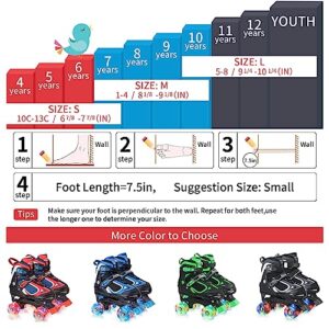 Kids Roller Skates for Boys - Blue for Teenagers Youth Age 10 11 12 - Adjustable All Light up Wheels Indoor Outdoor Sports Birthday Gift for Son and Grandson