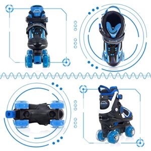 Kids Roller Skates for Boys - Blue for Teenagers Youth Age 10 11 12 - Adjustable All Light up Wheels Indoor Outdoor Sports Birthday Gift for Son and Grandson