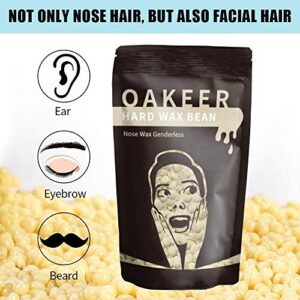 Nose Wax Hair Remover Oakeer Nose Wax Kit with 30 Pcs Nose Wax Sticks for Men and Women at Home Nose Hair Removal 100g Wax (Nose Wax Kit)