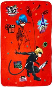 zag heroes miraculous fleece throw blanket (red)