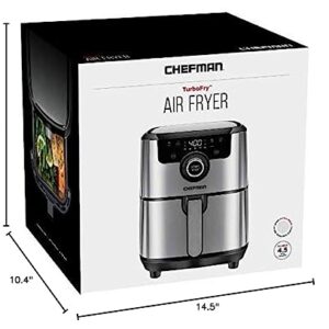 CHEFMAN Air Fryer Healthy Cooking, 4.5 Qt,User Friendly and Dual Control Temperature, Nonstick Stainless Steel, Dishwasher Safe Basket, w/ 60 Minute Timer & Auto Shutoff